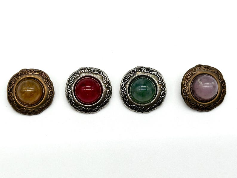 Vintage Glass Cabochon Shank Buttons: Antique Gold/silver, Italian ...