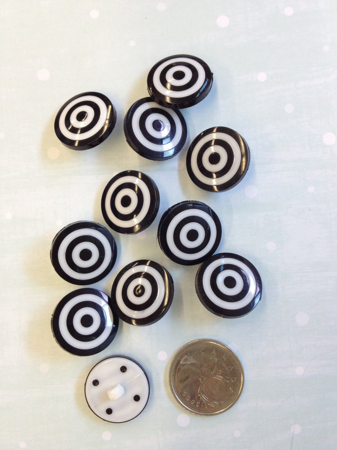 1 Dozen1 Package Vintage Black and White target Nylon Shank Buttons ...