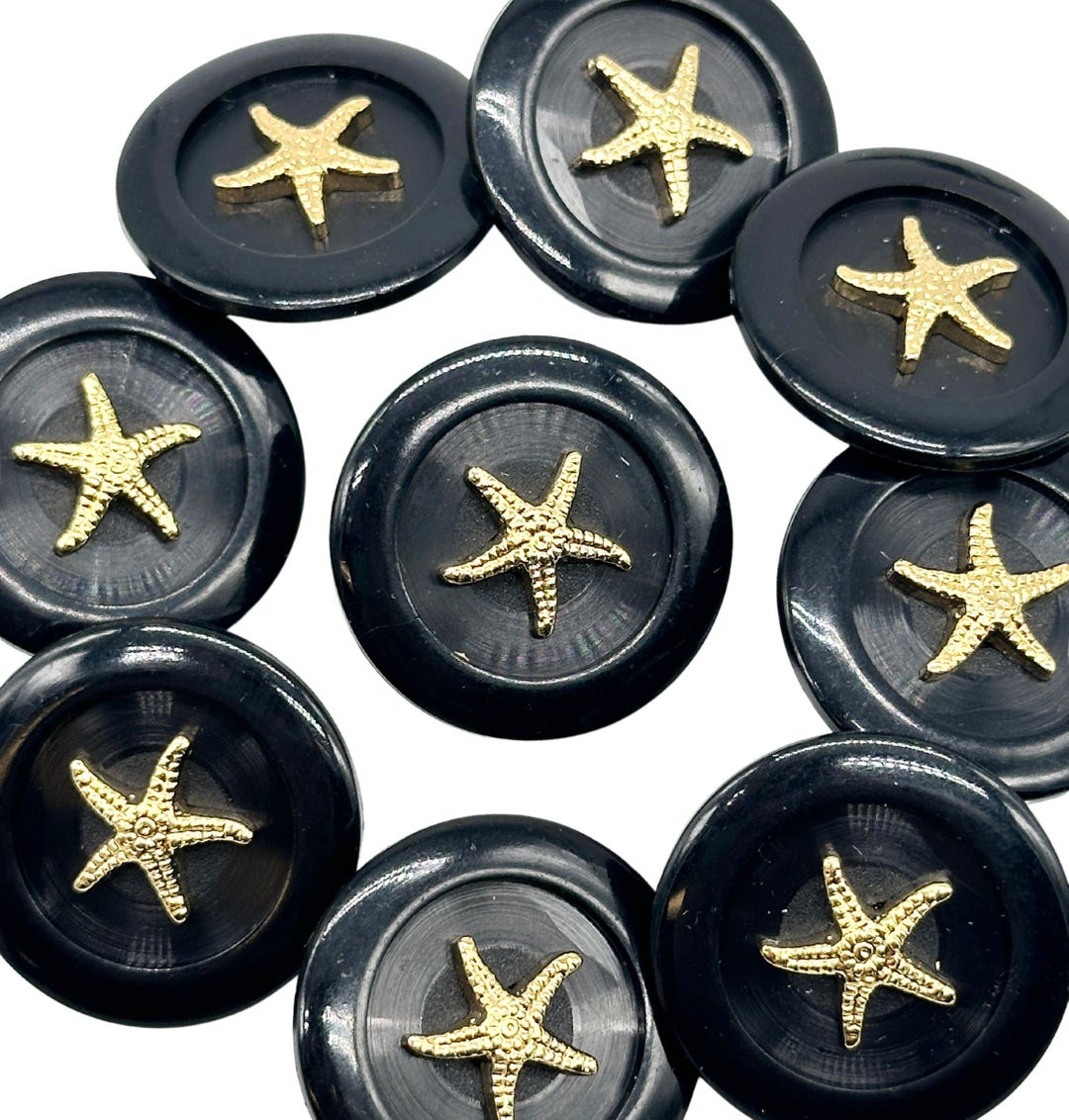 12 Pcs Vintage Black Gold Starfish Shank Buttons | Decorative Buttons ...