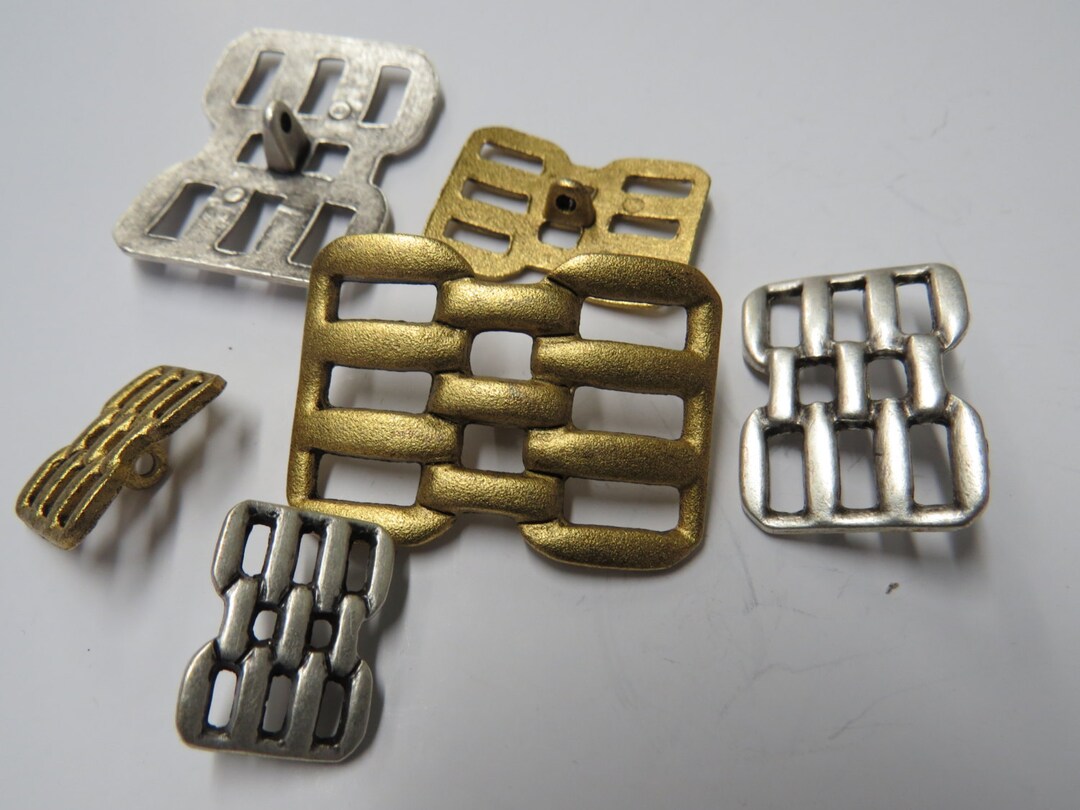 6 Buttons1 Package Vintage rectangular Open Work Solid Metal Shank ...