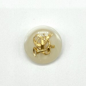 6 Pcs Vintage Bugle Horn Epoxy Shank Buttons - Gold & Silver, 3 Sizes ...