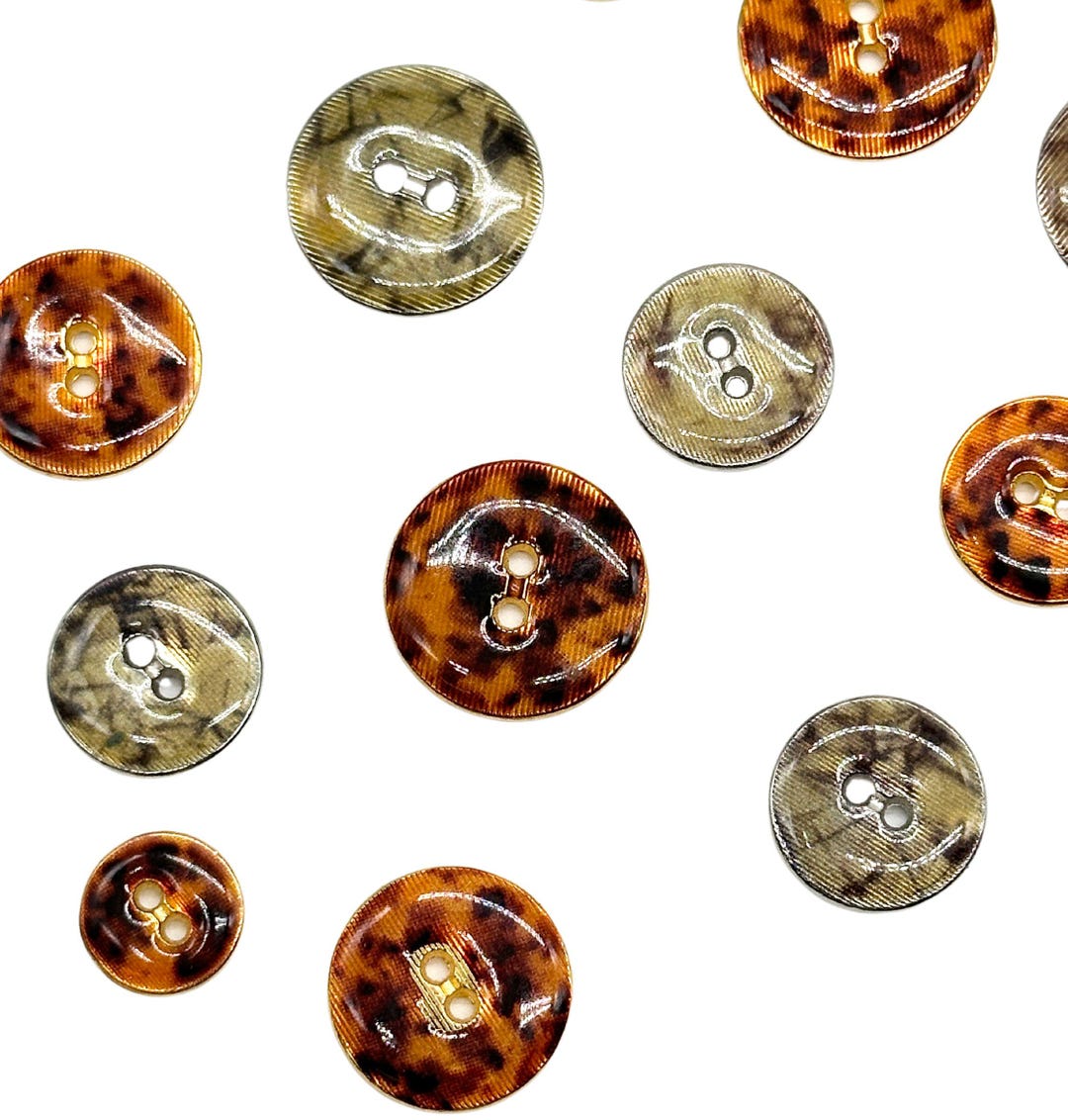 12 Pcs Vintage Tortoiseshell Look 2-hole Buttons, Metal Base ...