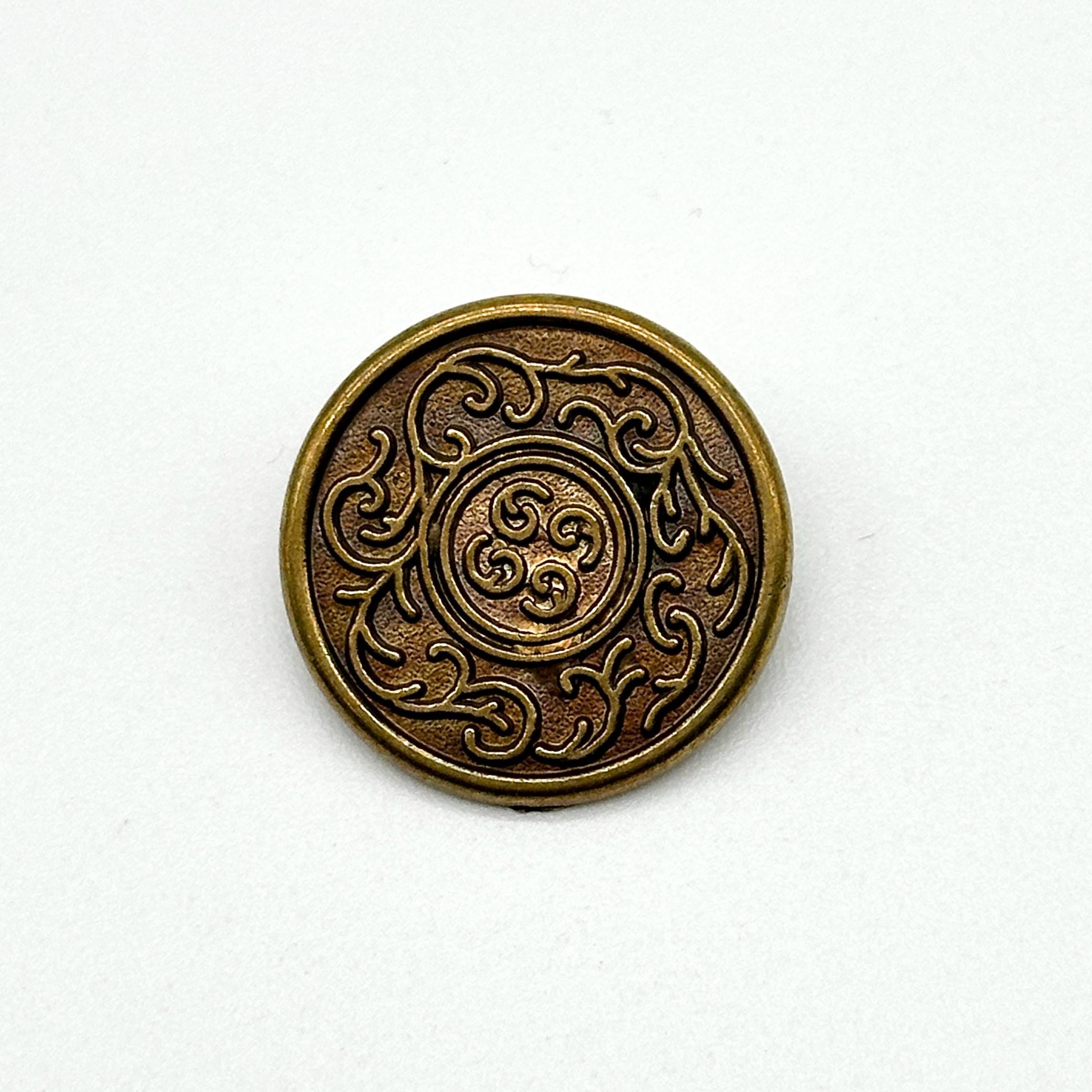 12 Pcs Vintage Antique Brass Shank Buttons: Renaissance Design - Etsy