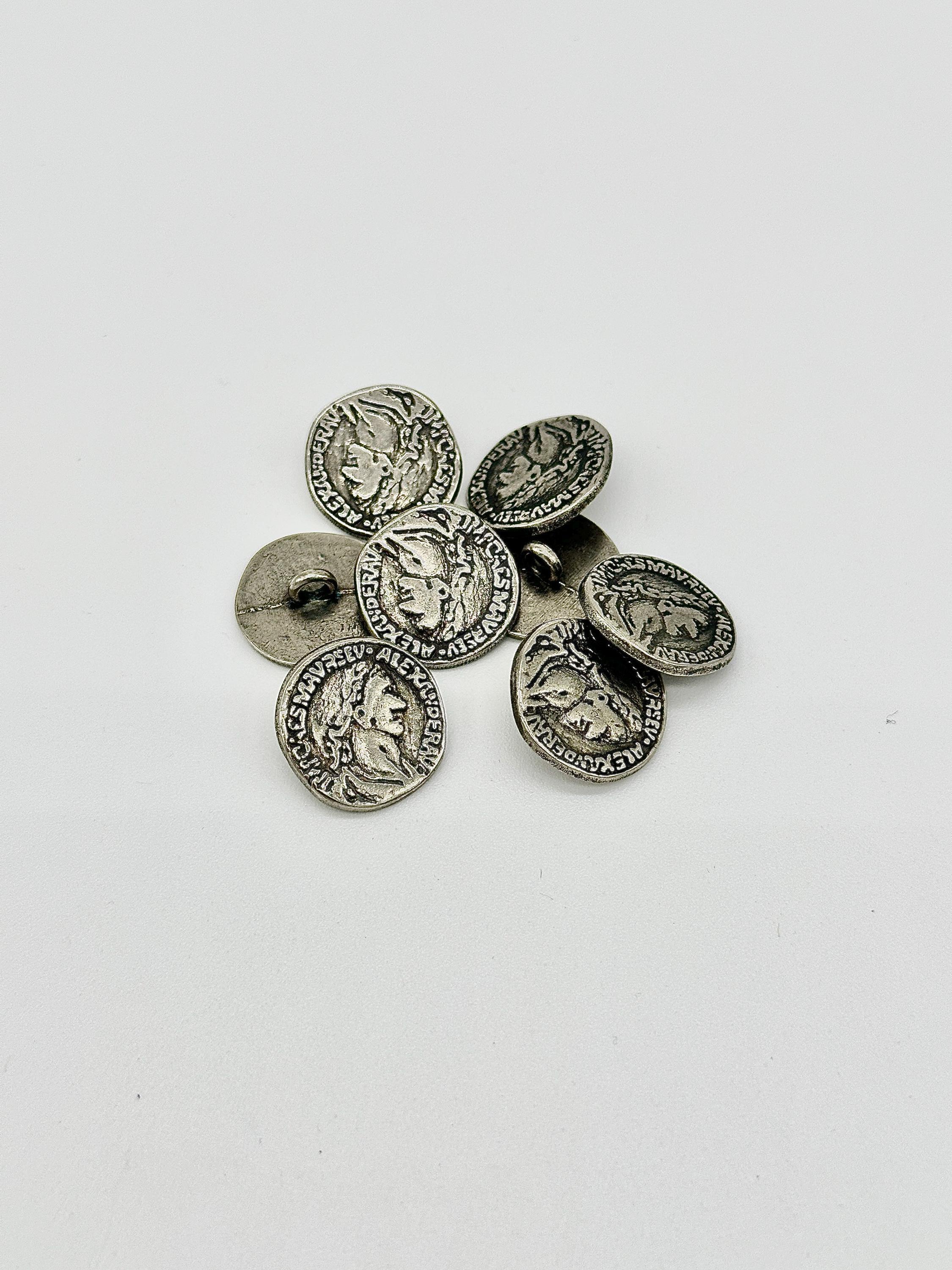 12 Pcs Vintage Coin Metal Shank Clothing Buttons | Alexander 12 Pcs Vintage Coin Metal Shank Clothing Buttons | Alexander