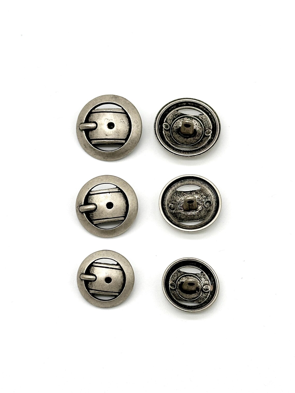 12 Vintage Buckle Shank Buttons: Antique Silver Metal, Made in Italy - Etsy