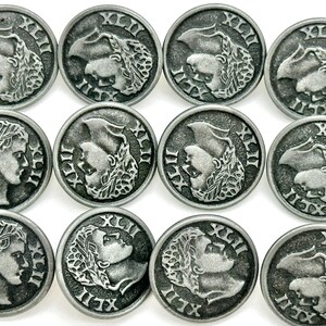 12 Pcs Vintage Metal Roman Coin Shank Buttons | Dutch Silver & Dutch ...
