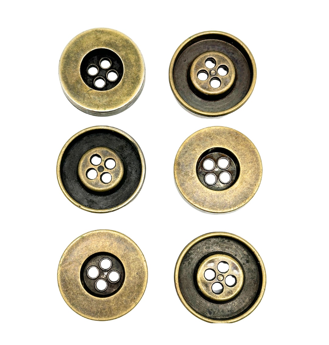 3 Pcs Vintage 4-hole Steampunk Buttons | Antique Brass or Silver ...