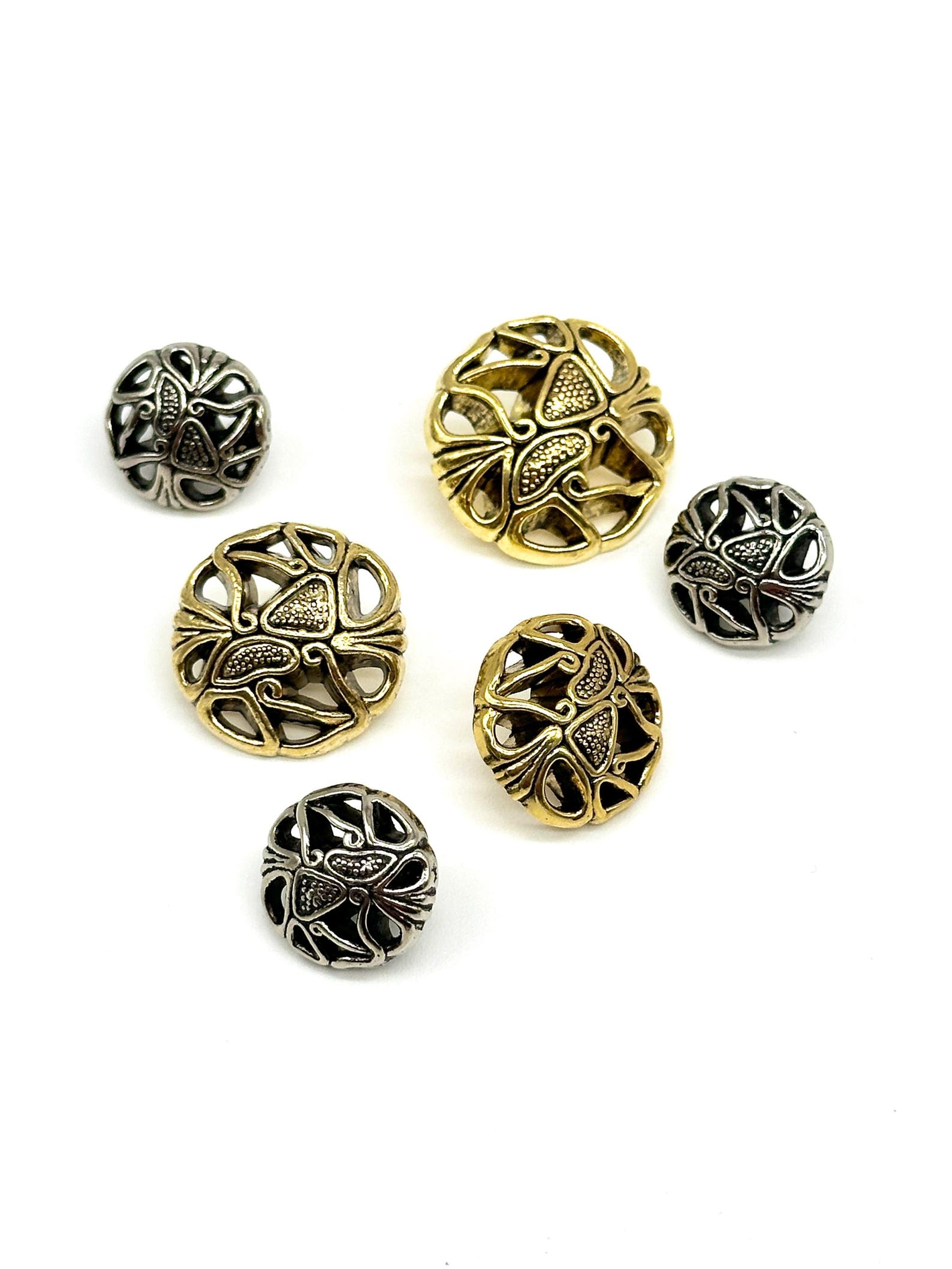 Vintage Art Deco Filigree Shank Buttons: Antique Gold & Silver (set of ...