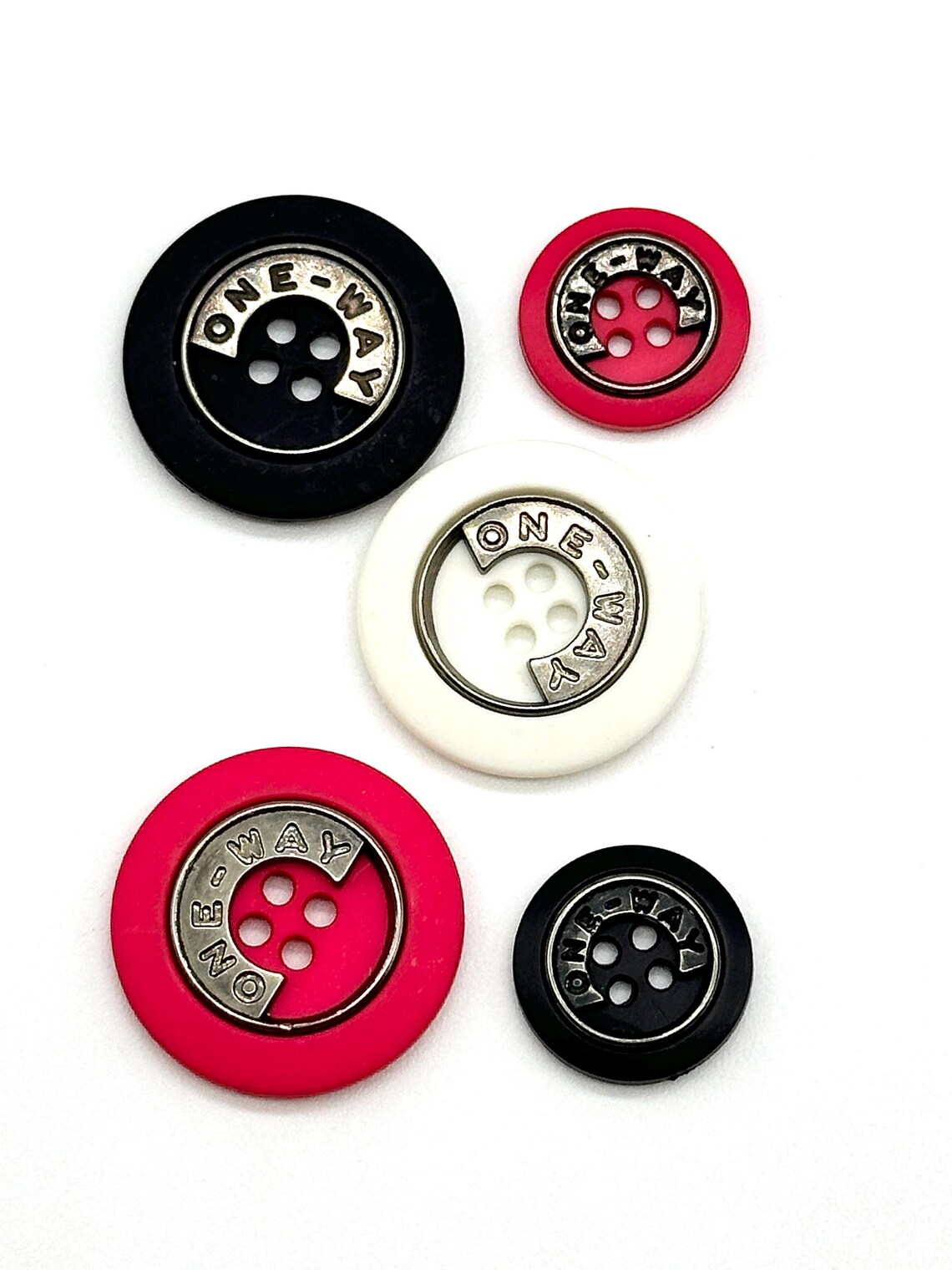 Vintage "one Way" Logo Buttons: Metal Center, Colored Base (1 Dozen) - Etsy