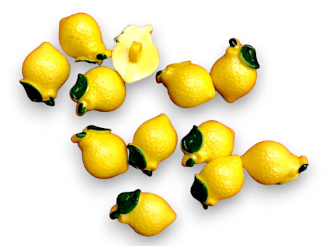 Lemon Shaped Buttons, Lemon Shank Buttons, Fruit Buttons, Vintage ...