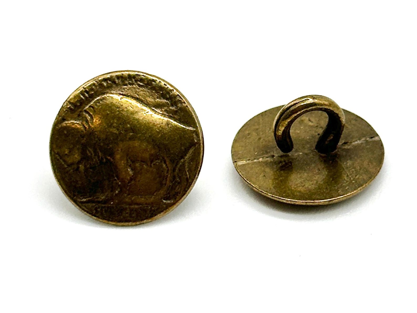 Vintage Buffalo Nickel Buttons: Antique Silver/brass, 15mm I227 (set of ...