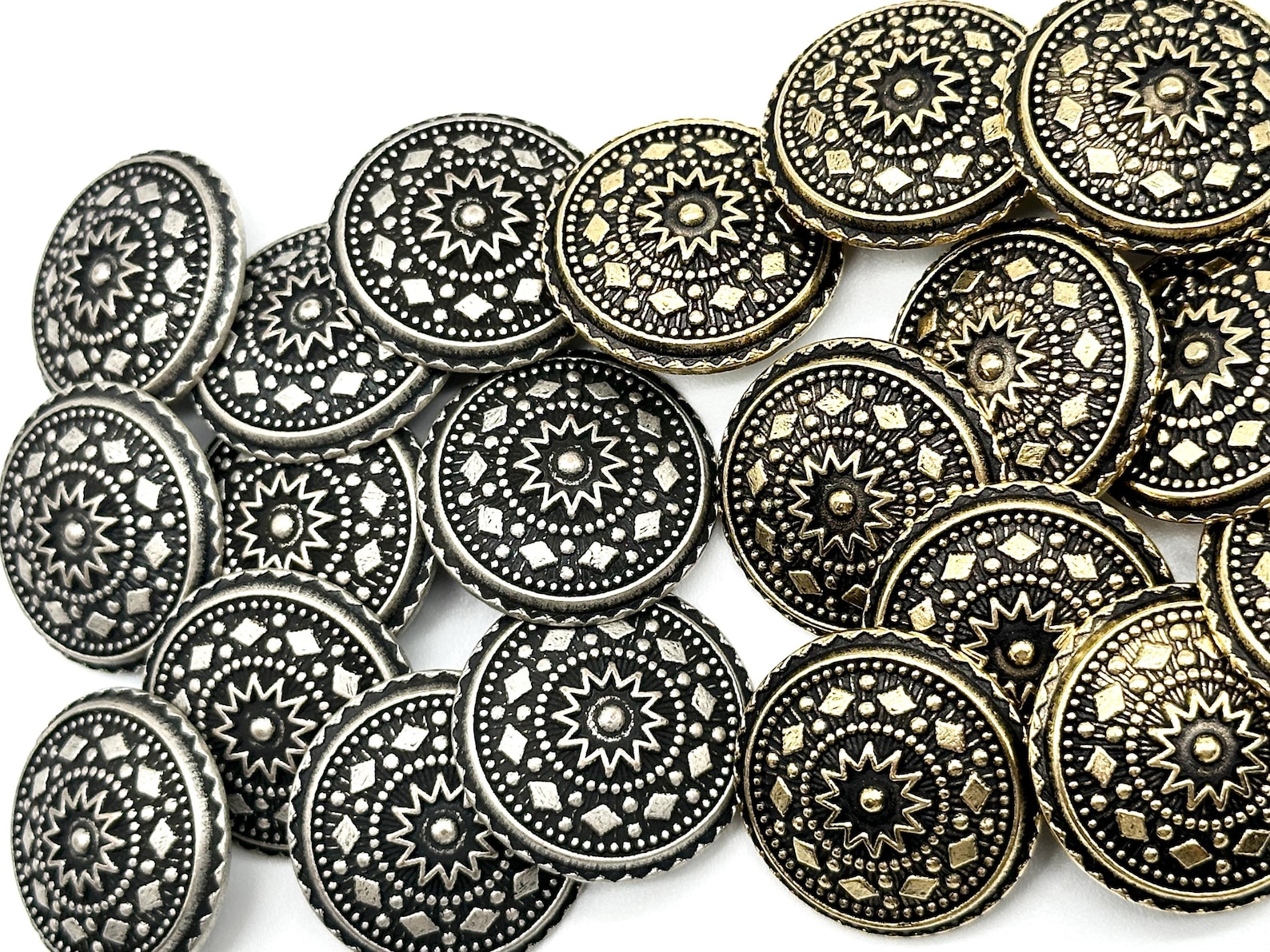 Vintage Metal Shank Buttons: Antique Gold & Silver, Italian Crafted ...