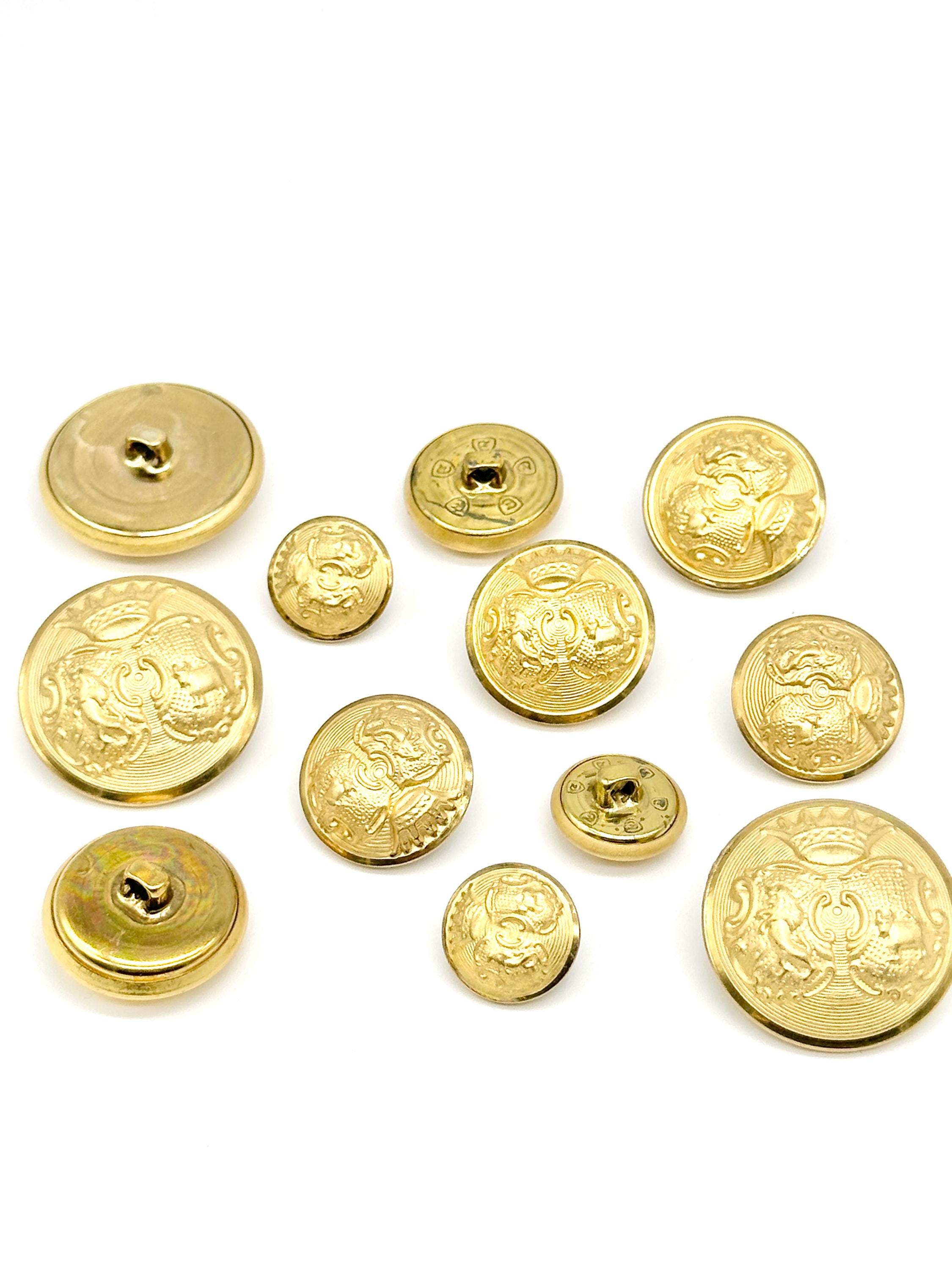 6 Vintage Gold Coat of Arms Buttons: Metal Crested Shank, 4 Sizes - Etsy