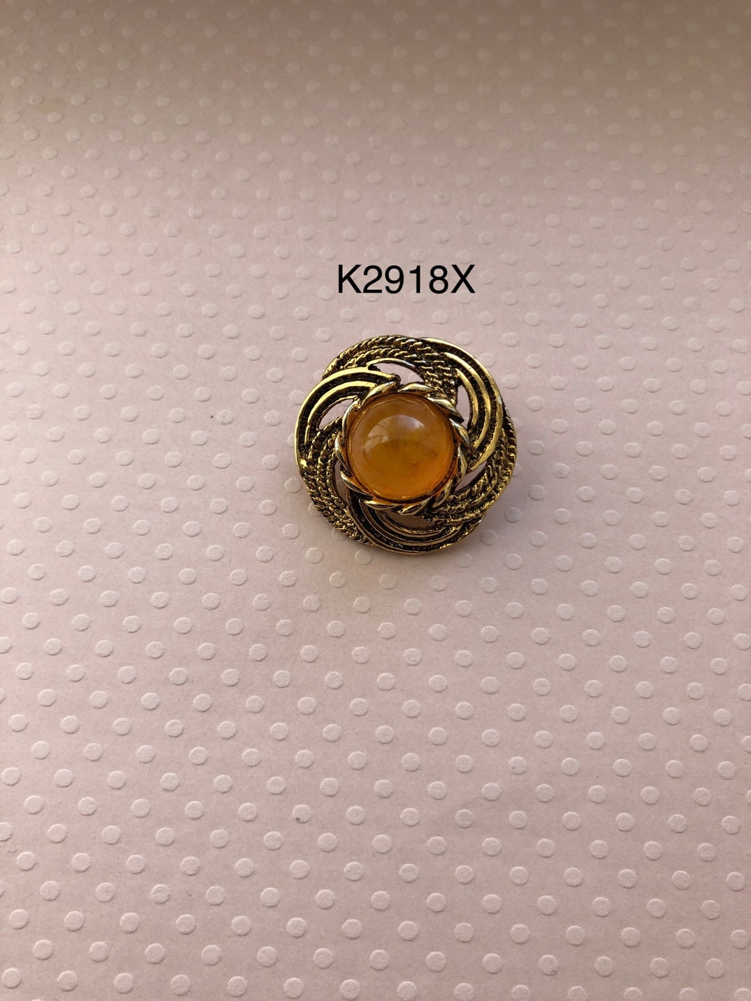 One Package 6 Buttons Ant Gold With Light Topaz Insert - Etsy