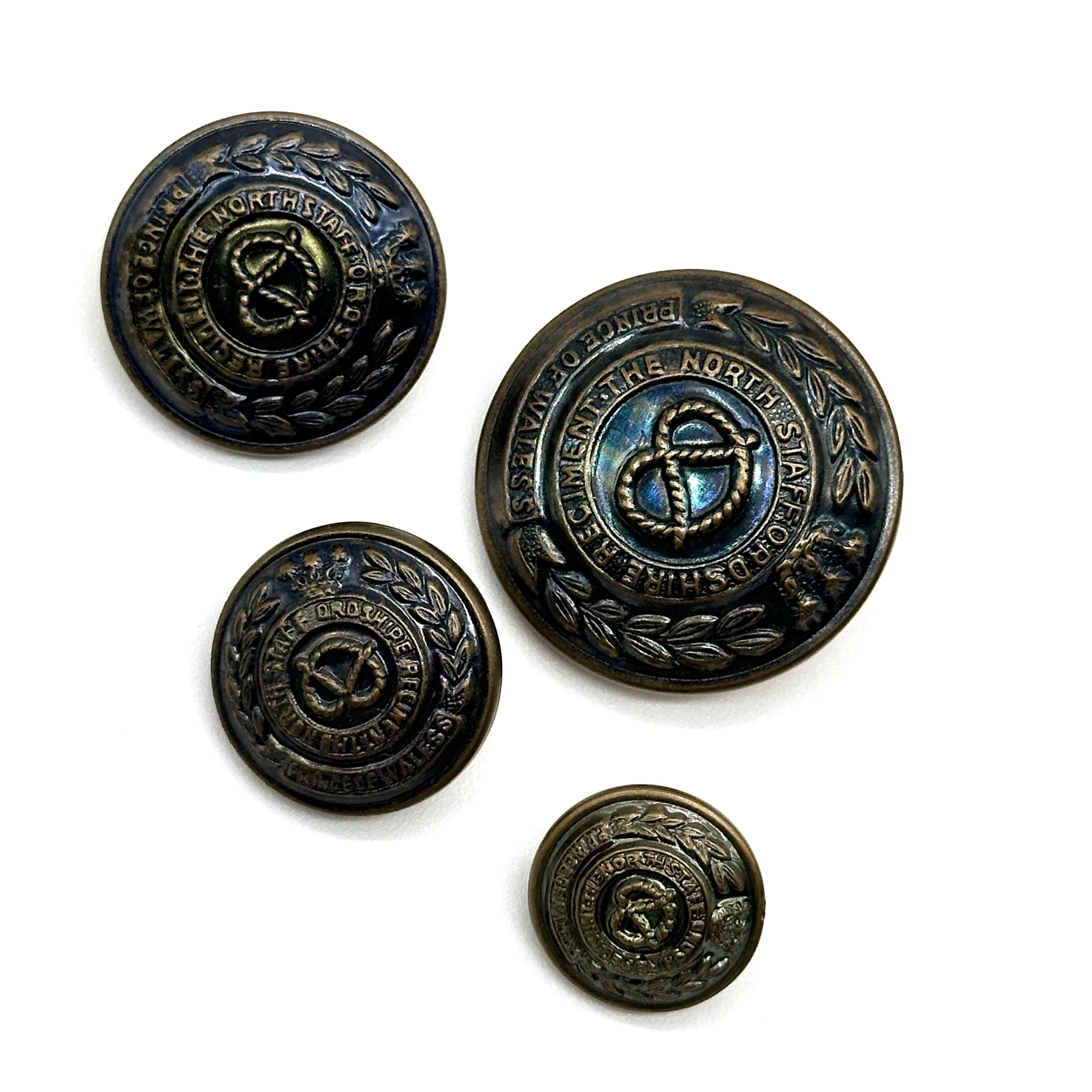 12 Vintage Coat of Arms Metal Shank Buttons: Prince of Wales, North ...