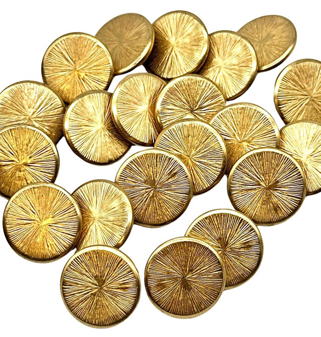 12 Vintage Gold Sun Rays Shank Buttons: 1970s Sewing Embellishments - Etsy