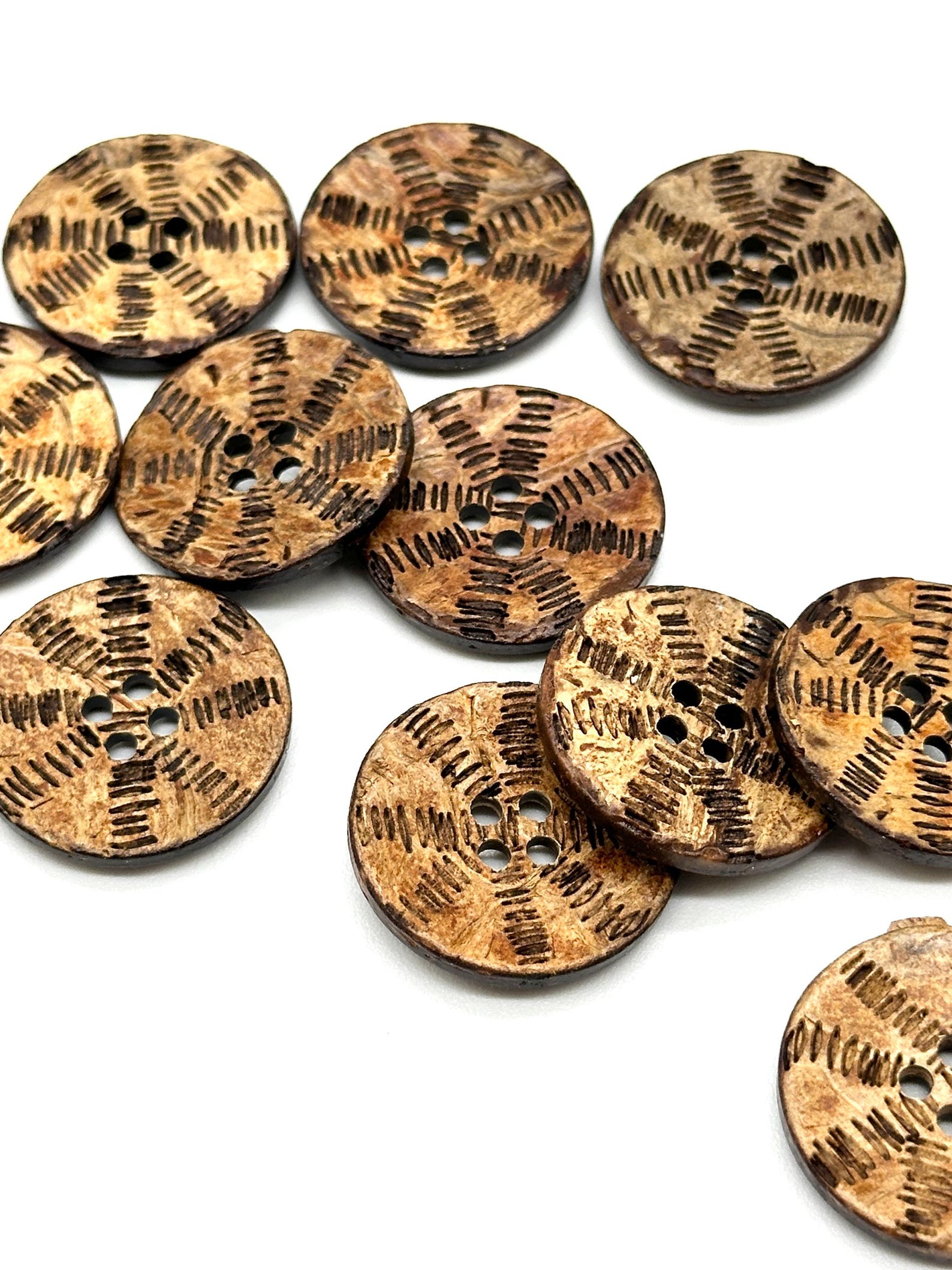 Vintage Laser Etched Coconut Shell Buttons: Sewing & Craft Supplies - Etsy