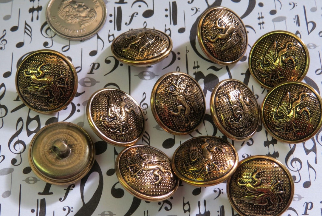 One Package 12 Buttons Vintage griffin on a Half Ball Metal Shank ...