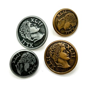 12 Pcs Vintage Metal Roman Coin Shank Buttons | Dutch Silver & Dutch ...
