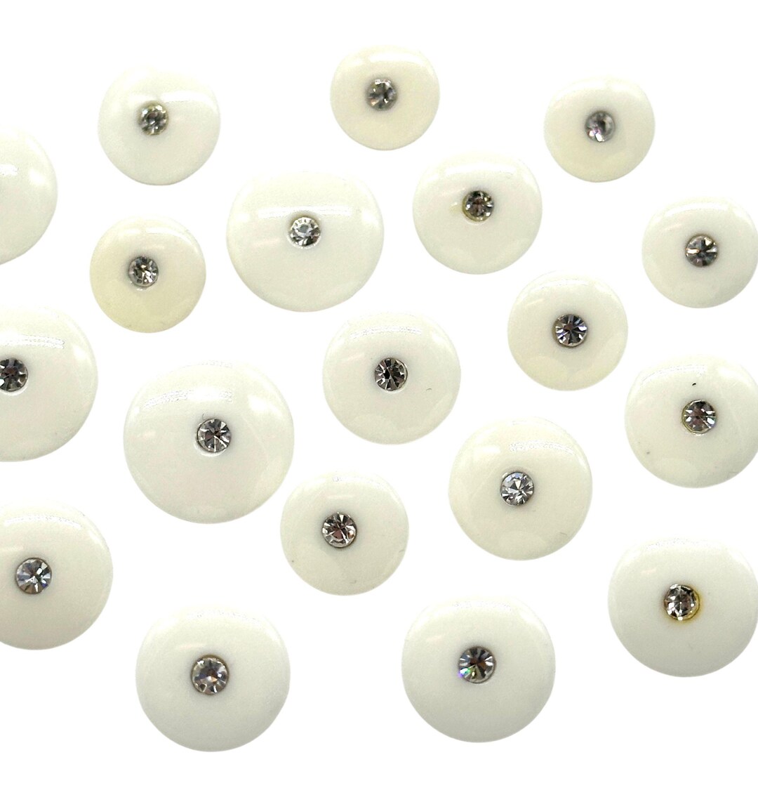 Vintage White Shank Buttons With Crystal Center (12 Pcs) - Etsy