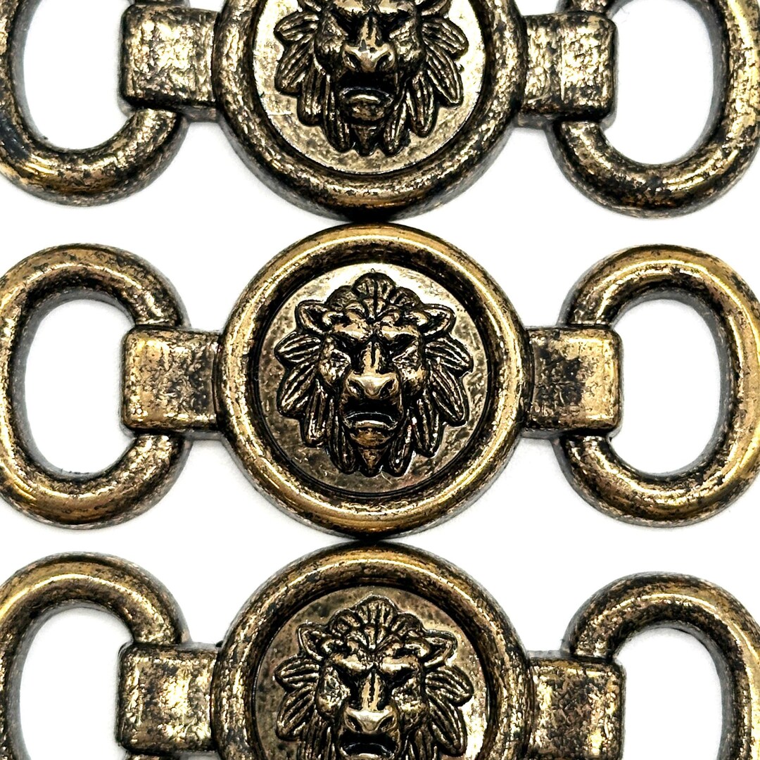 Vintage Lion Head Buckle: Antique Gold Decorative Clasp (25x65mm) - Etsy
