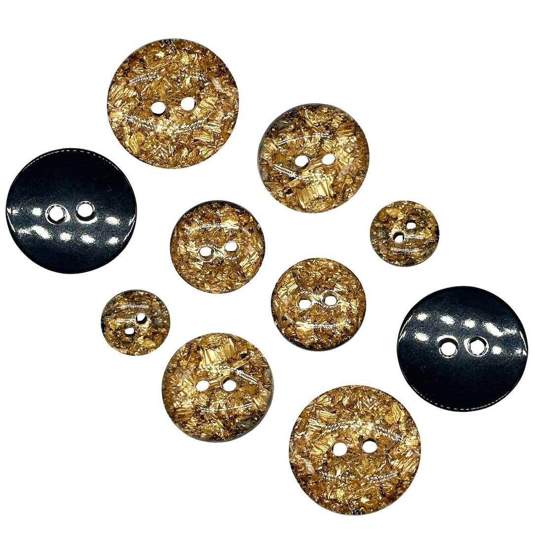 Vintage Gold Flakes Epoxy Buttons: Sewing Embellishments (set of 12) - Etsy