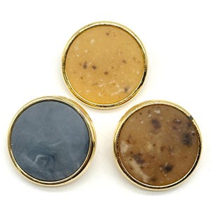 12 Vintage Gold Frame Shank Buttons: Natural Domed Inserts, Made in ...