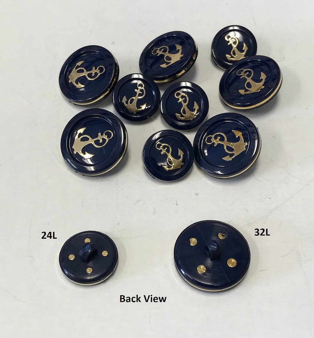 One Package 12 Buttons Vintage gold Anchor Navy Shank Buttons Cap 3pce ...