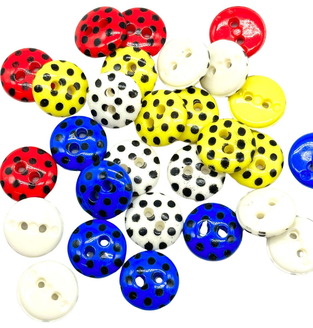 12 Pcs Vintage 2-hole Polka Dot Buttons | Decorative Buttons for Sewing ...