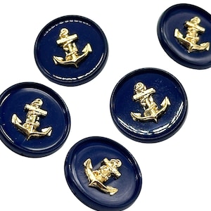 Vintage Navy & Gold Anchor Buttons: Nautical Sewing Embellishments (set ...
