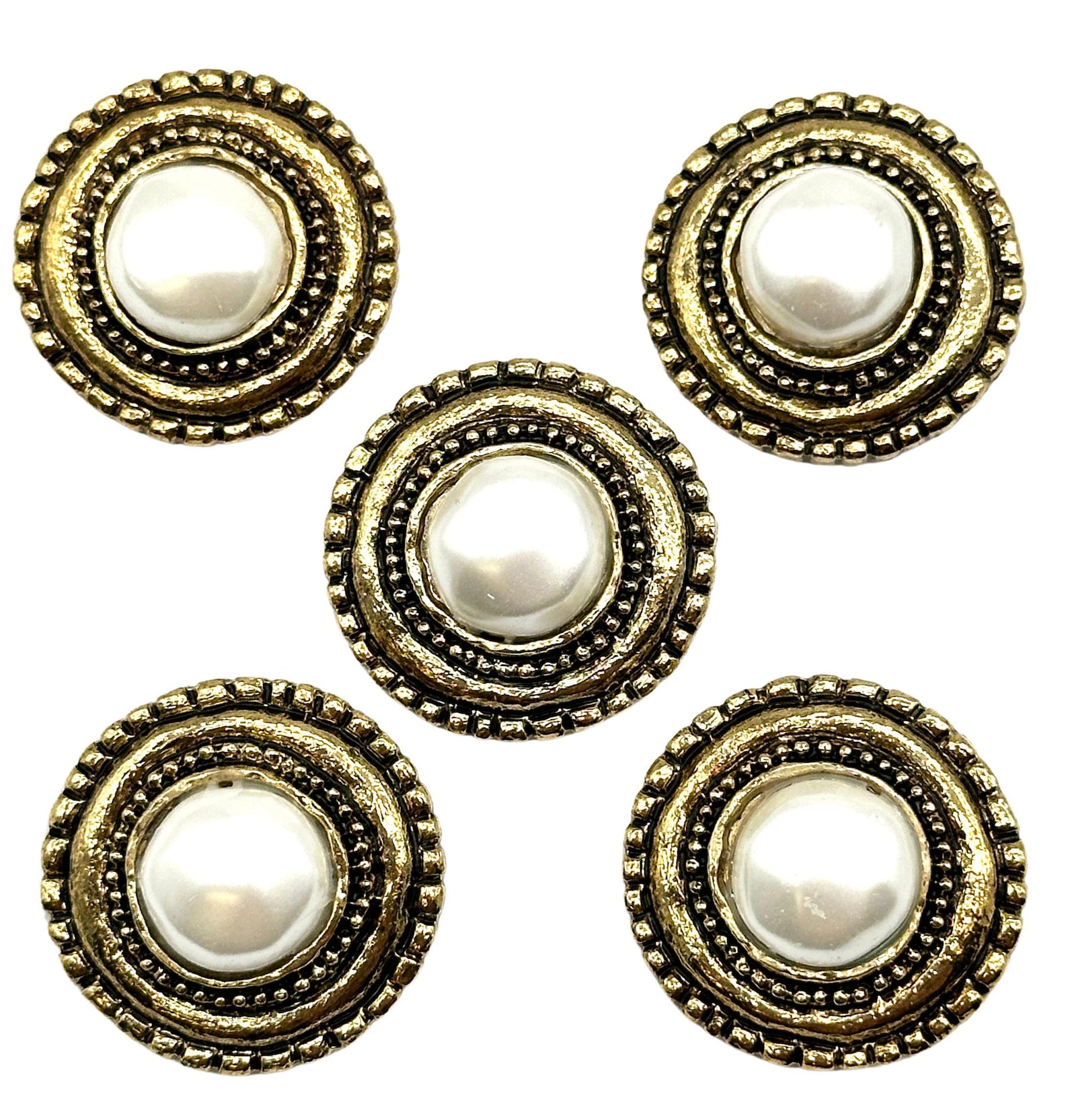 Vintage Antique Gold Buttons With Faux Pearl - Set of 6 - Etsy