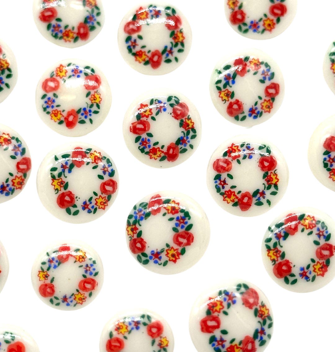 12 Pcs Vintage Floral Shank Buttons White Polyester Several Sizes ...