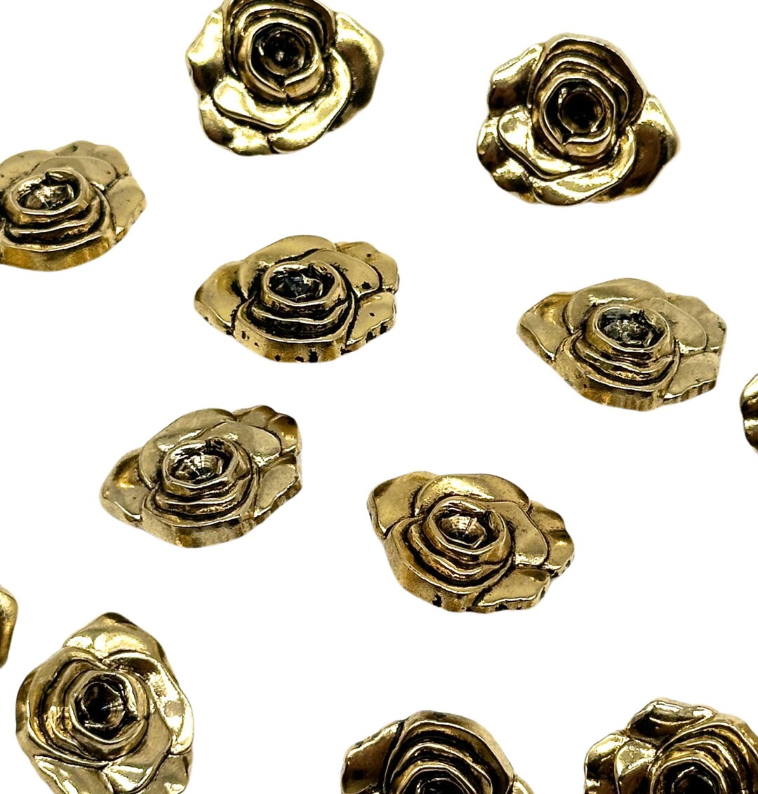 12 Pcs Vintage Rose Shank Buttons - Antique Gold & Silver, Multiple ...