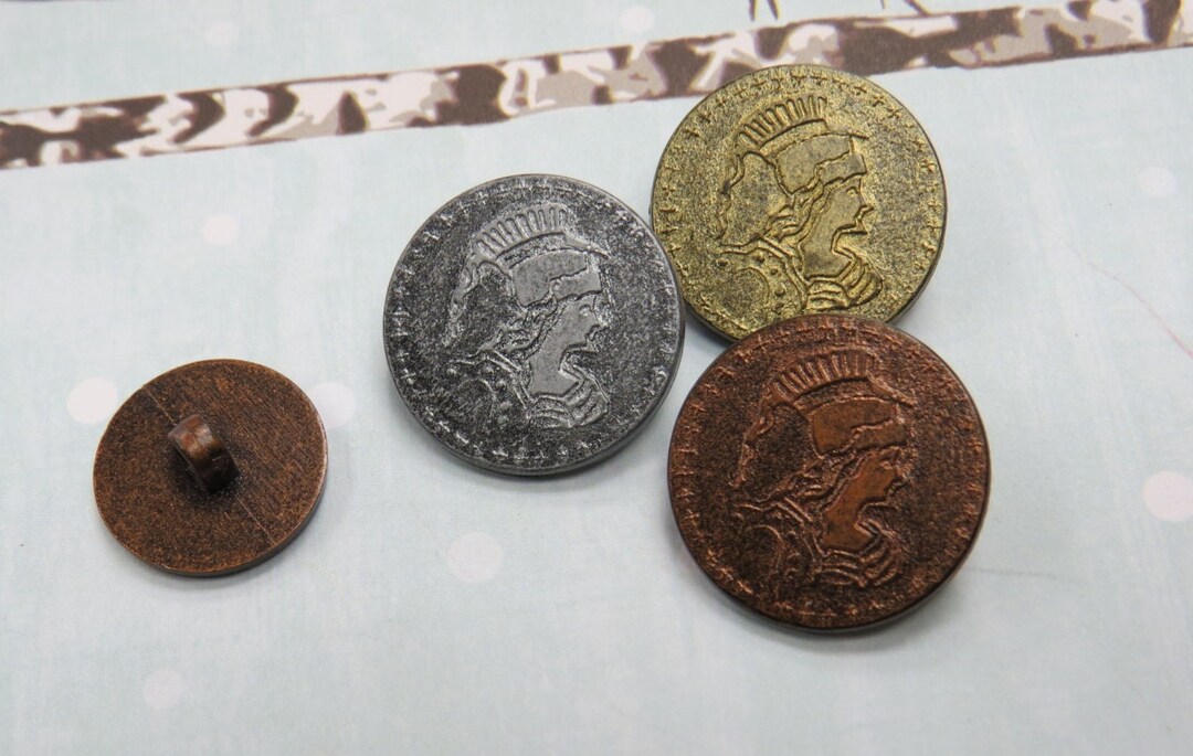 1 Dozen1 Package Roman Soldier Coin Vintage Shank Buttons C3718 ...