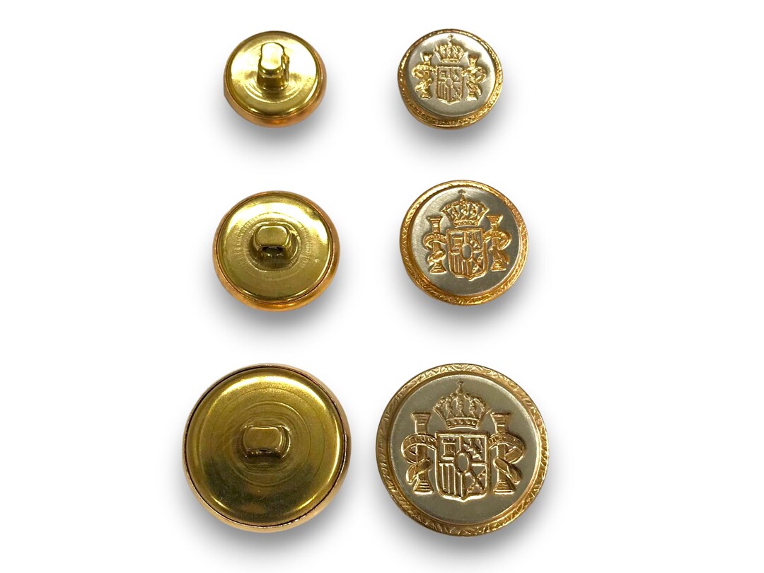 Vintage Coat of Arms Clothing Buttons, Gold Clothing Buttons and Silver ...
