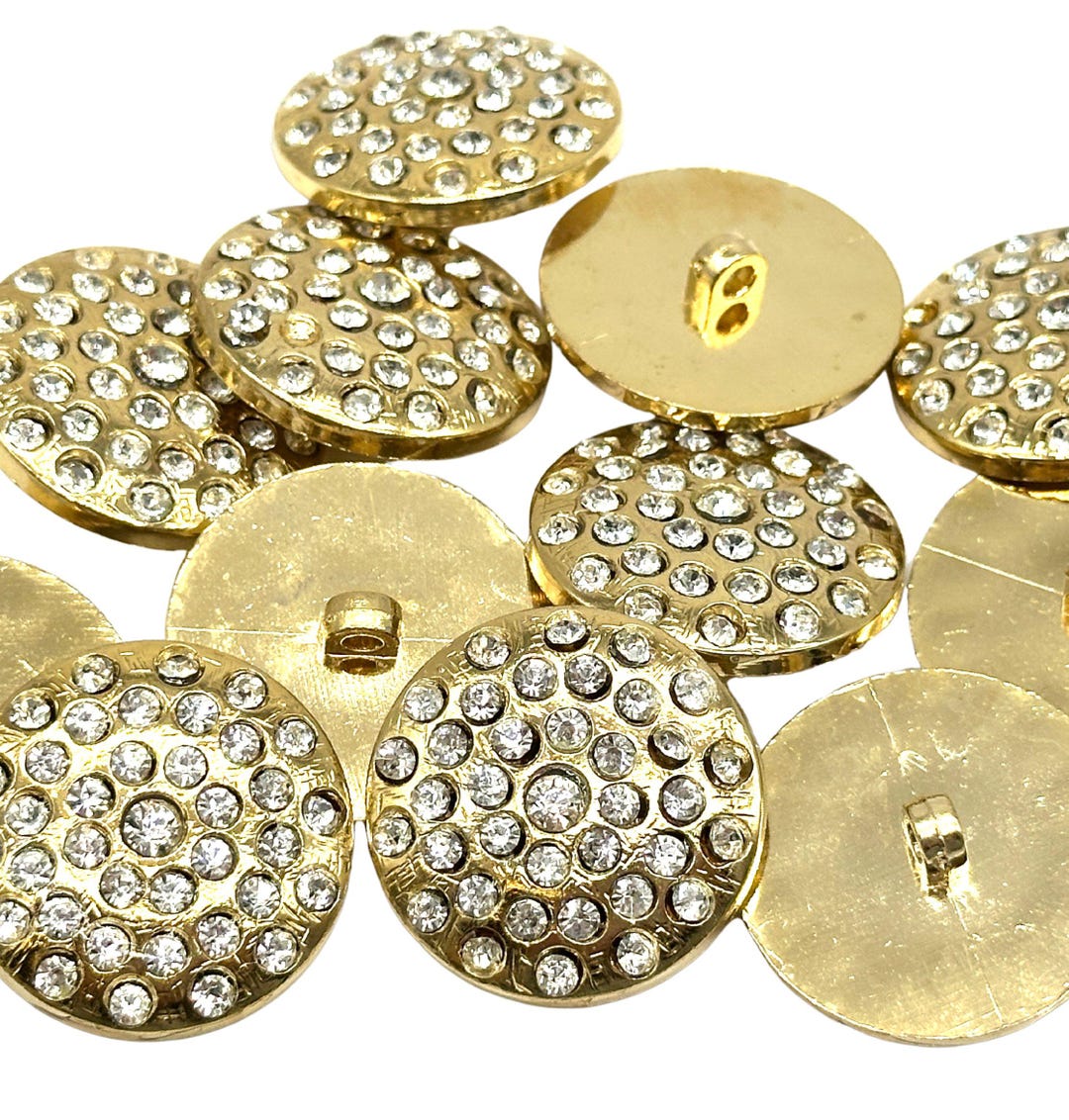 12 Pcs Vintage Gold Metal Shank Buttons With Diamond Design ...