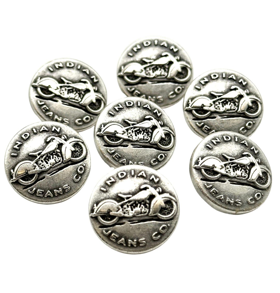 12 Vintage Indian Motorcycle Buttons: Antique Silver Metal Shank (12 ...