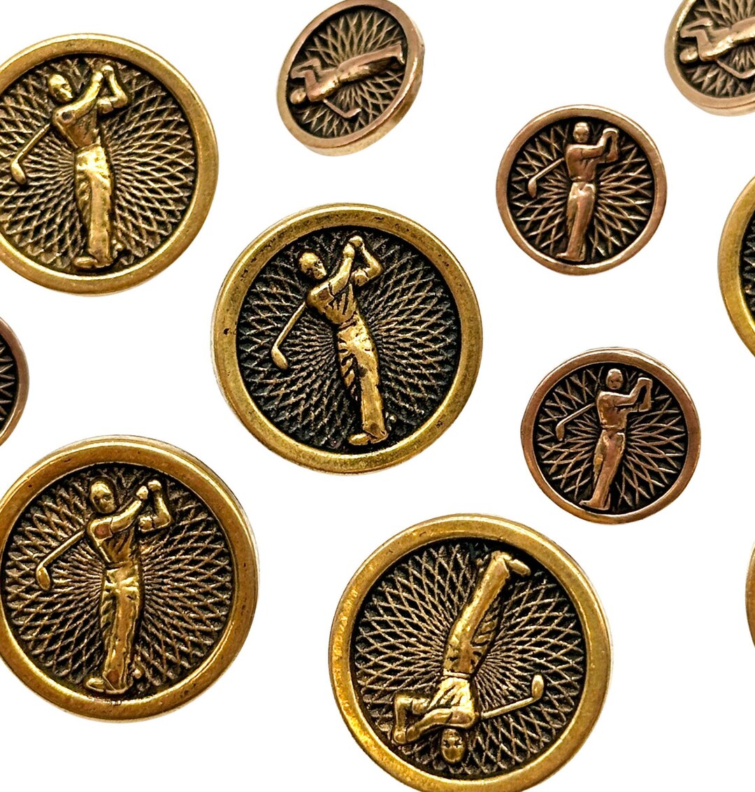 12 Pcs Vintage Golf Shank Buttons | Antique Gold Metal Button Set for ...