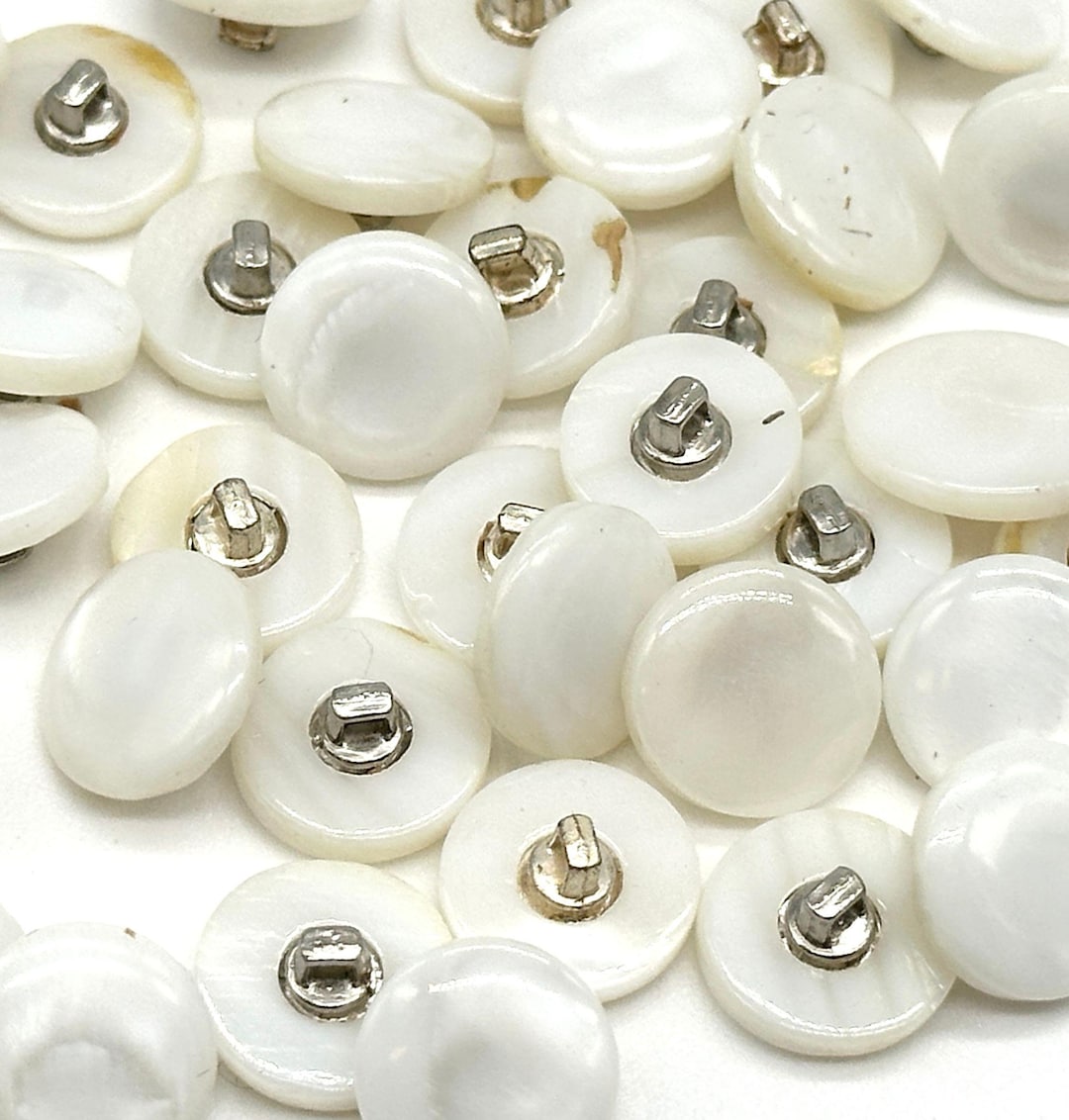 12 Vintage Mother of Pearl Shank Buttons | Pearl Color, Multiple Sizes ...
