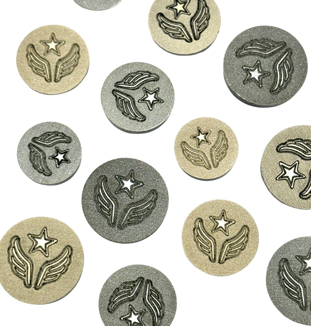 12 Vintage Military Style Wings & Star Buttons: Gold or Grey - Etsy UK