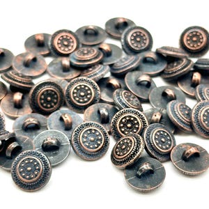 12 Pcs Vintage Shank Buttons Art Deco Design Antique Copper | ABS ...