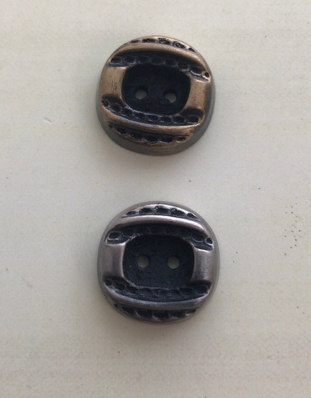 One Package 12 Buttons Vintage 2-hole Square Shape Rustic Metal Buttons ...