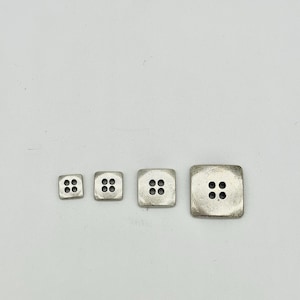 12 Vintage Square Metal Buttons: Antique Silver/brass, 4-hole - Etsy