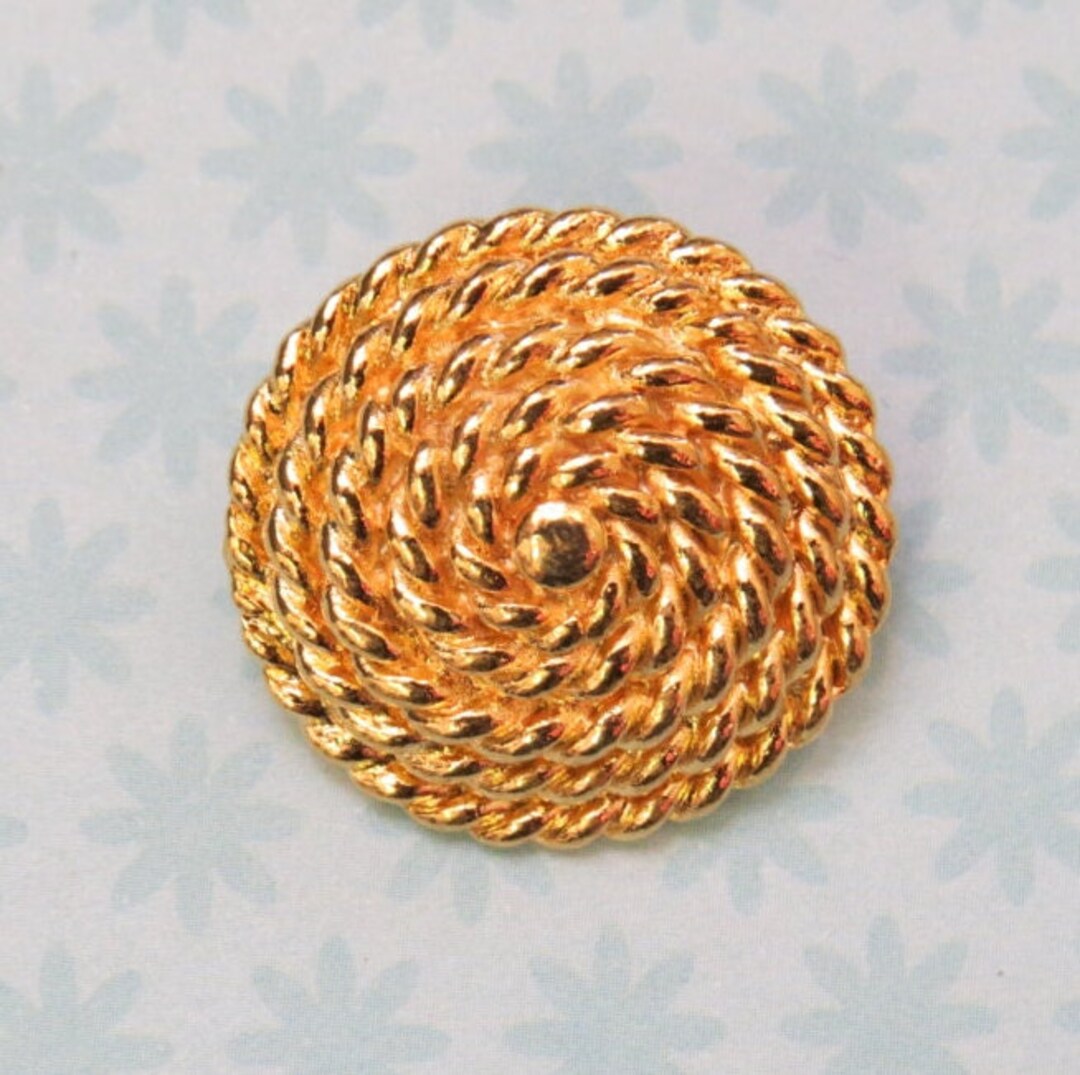 6 Buttons1 Package Vintage spiral Weave Pattern Gold Metal Shank ...