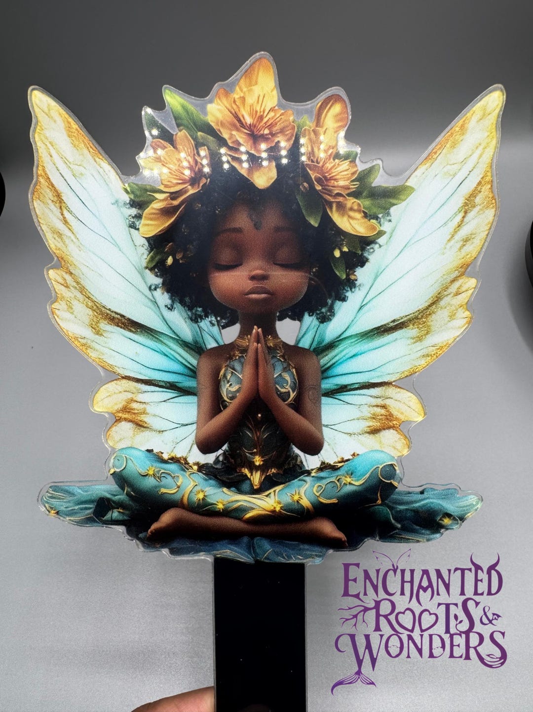 2D Printed Mystical Afro Fairy Acrylic Standee– “peace and Prayer” With ...