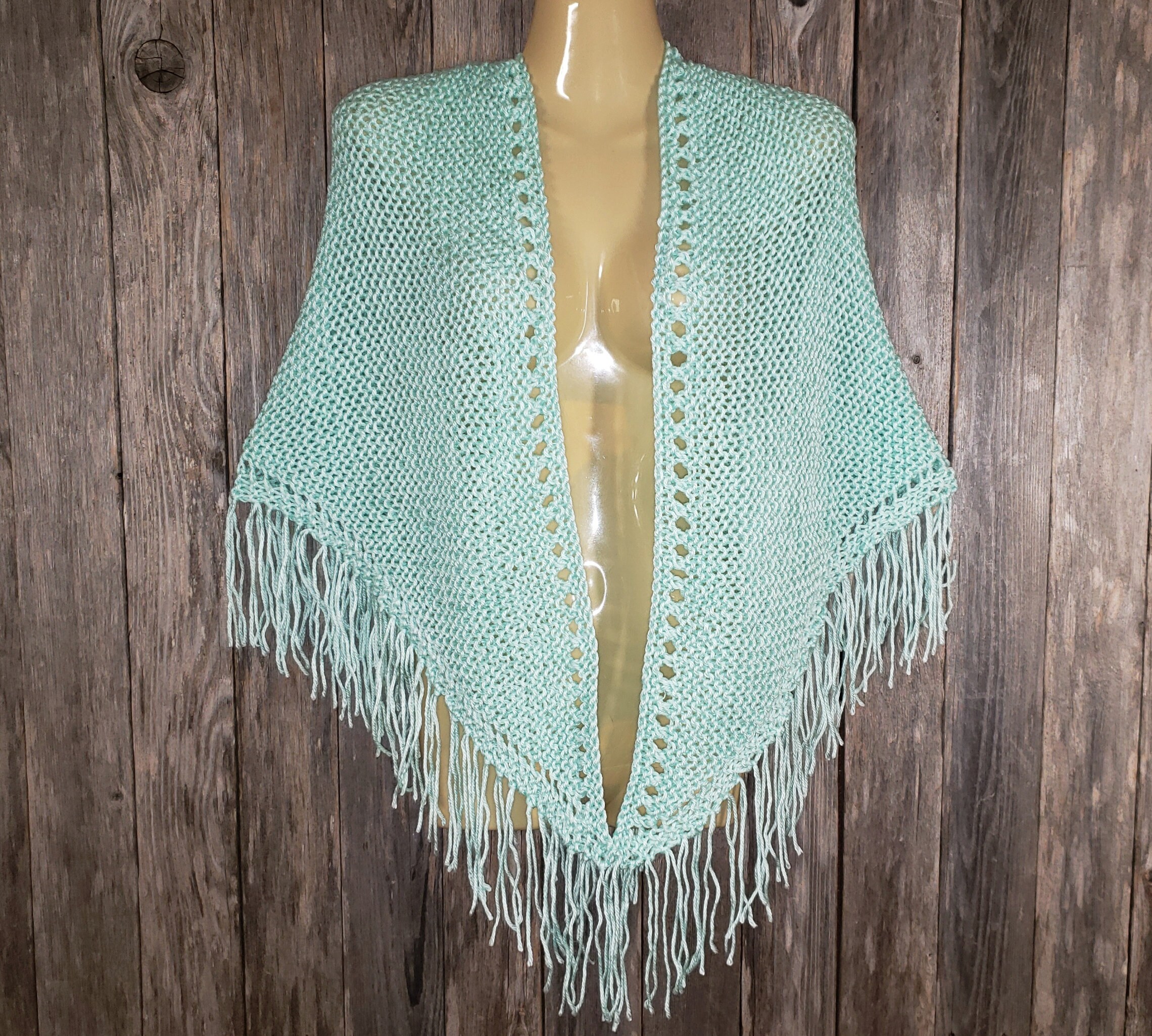 NEW Light Mint Green Hand Knitted Shawl Wrap Handmade Scarf - Etsy