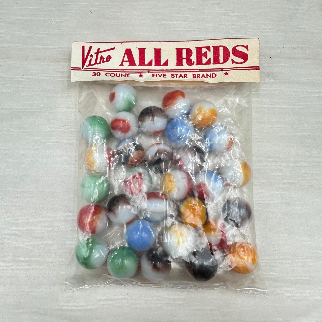 Vintage 1950s Vitro All Reds 30 Count Marbles in a Sealed Bag - Etsy