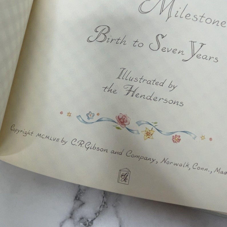 1957 Gibson Babys Milestones Birth to Seven Years Memory Book in Box ...