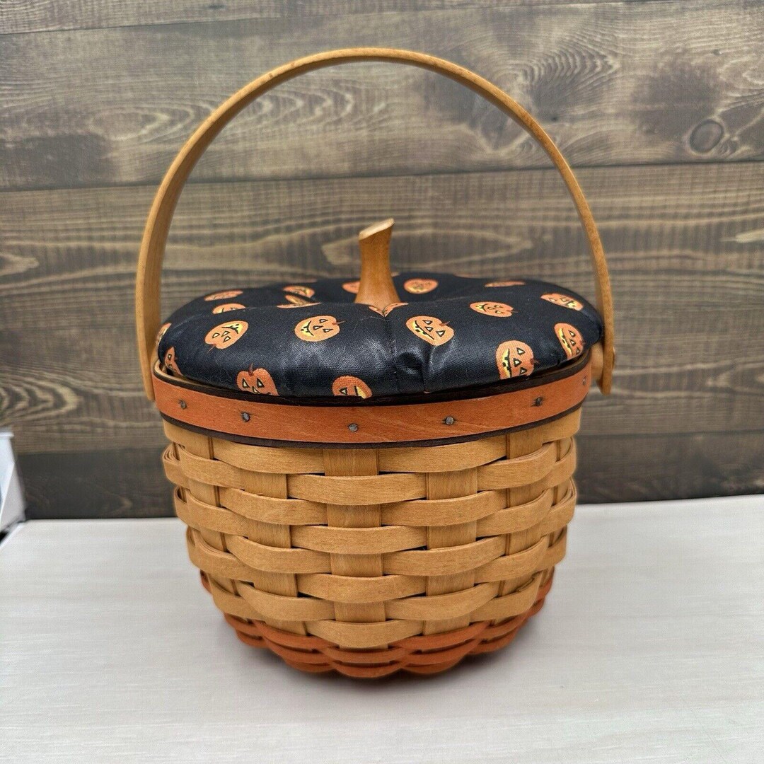 1996 Longaberger Small Pumpkin Basket With Pumpkin Fabric Lid and ...