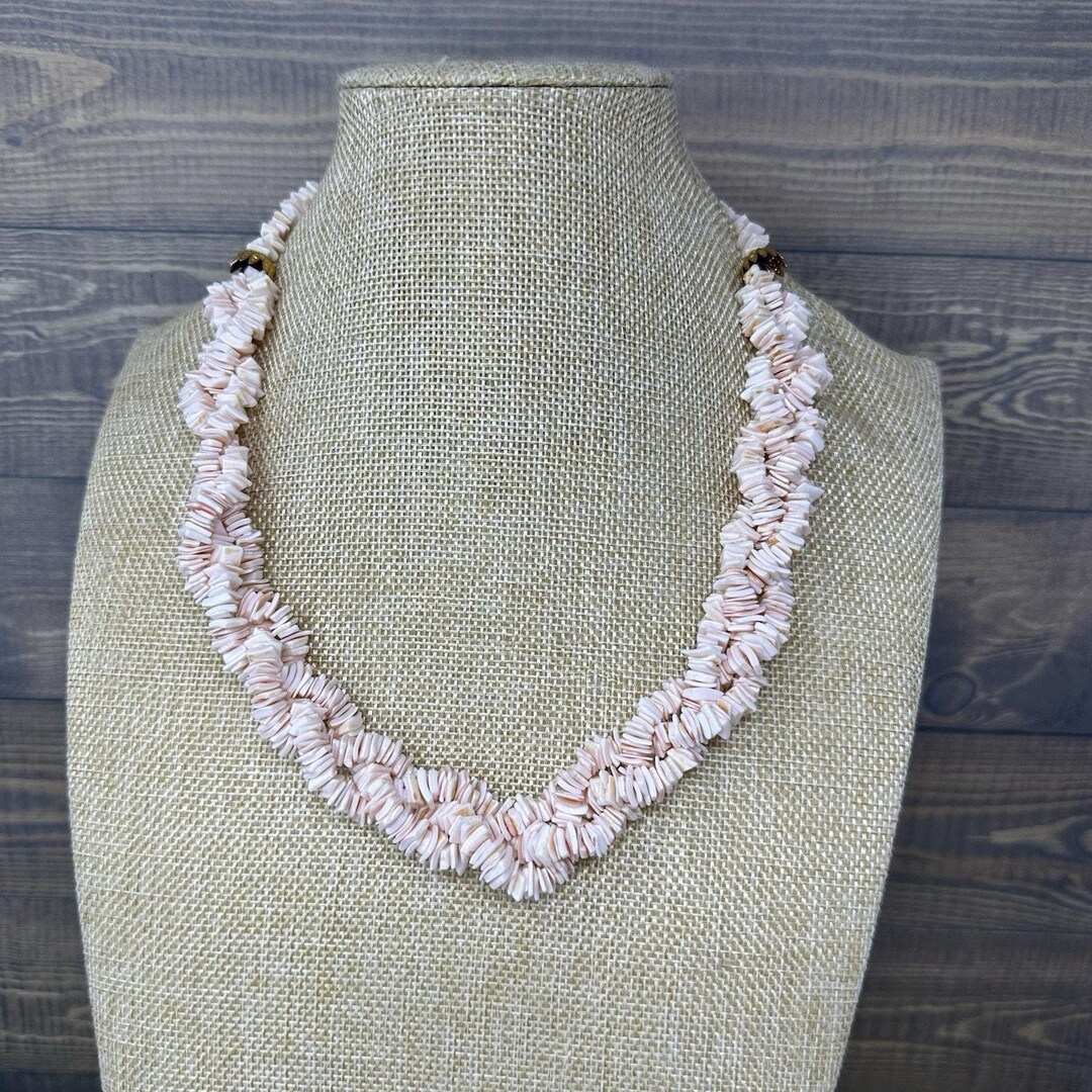 Vintage Pale Pink Coral Shell Twist Necklace Cruise Wear - Etsy